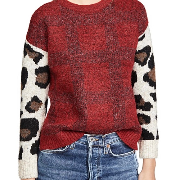 DNA couture | Sweaters | Dna Red Sweater With Animal Print Sleeves ...